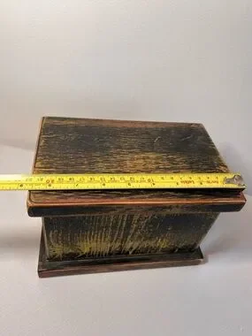 Handmade | Accents | Distressed Black And Gold Wooden Trinket Box ...